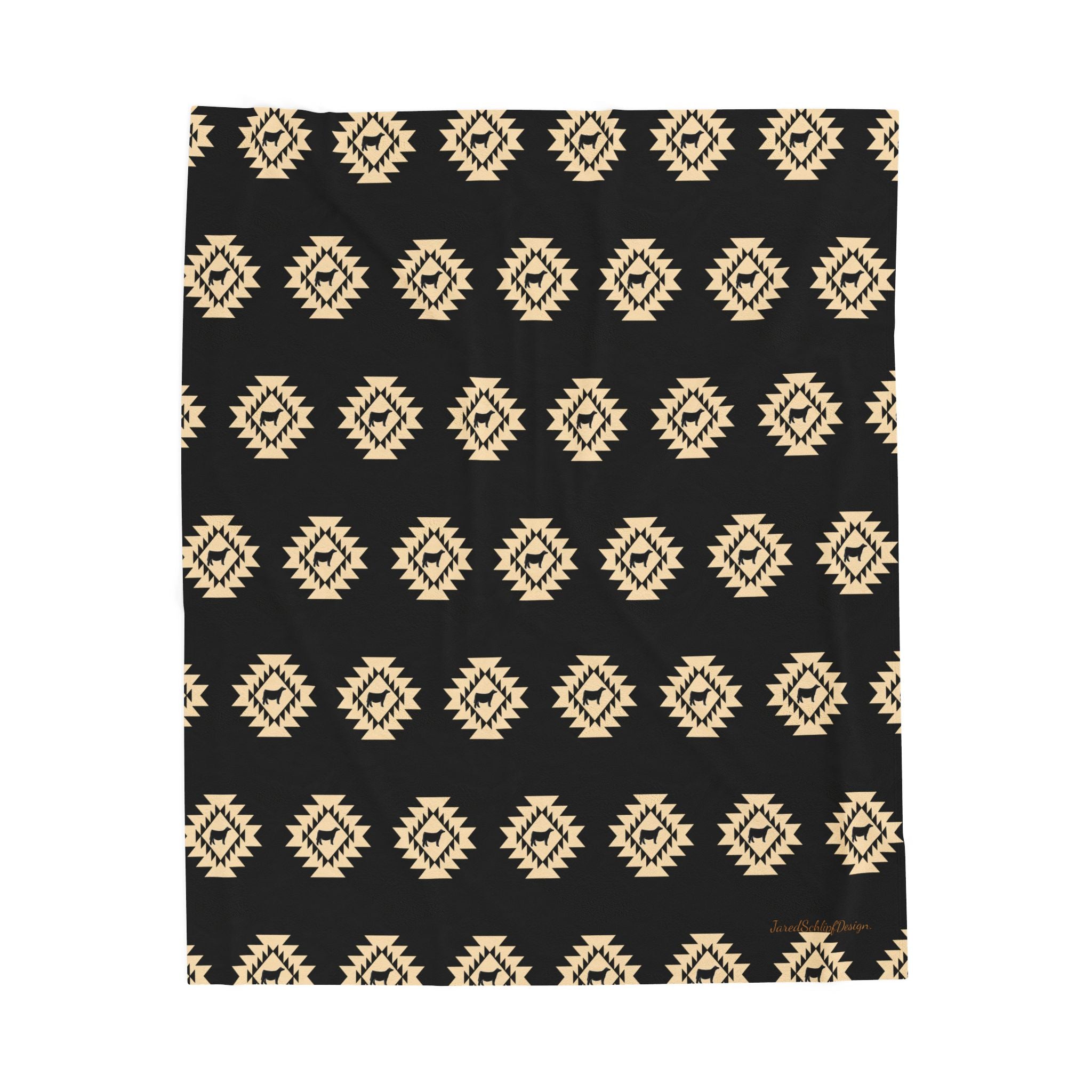 Heifer Aztec Velveteen Plush Blanket, Show Livestock, Heifer, Black 50 ...